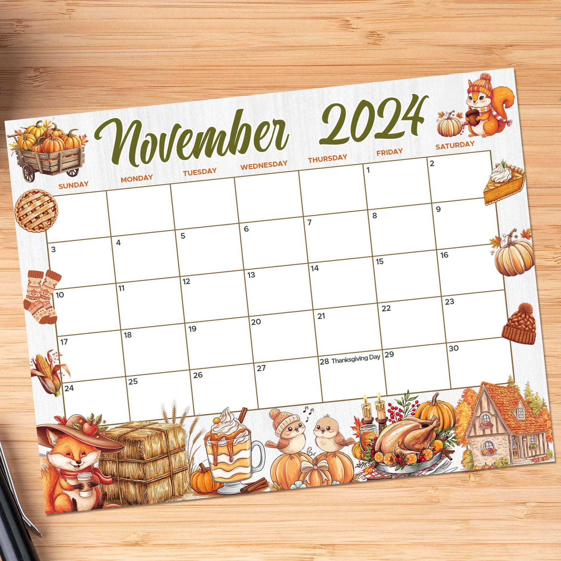 Printable November Calendar Printable for Fall - Posh Park