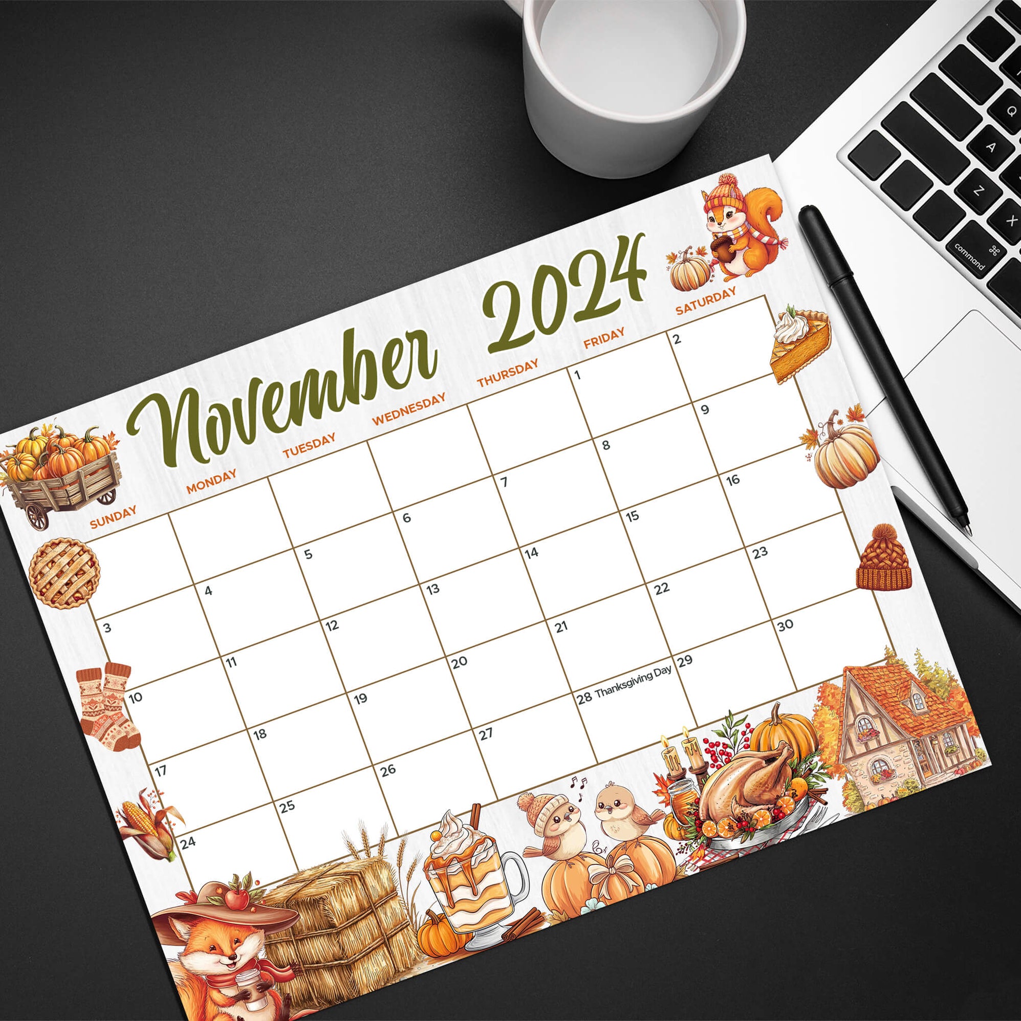 Printable November Calendar Printable for Fall - Posh Park