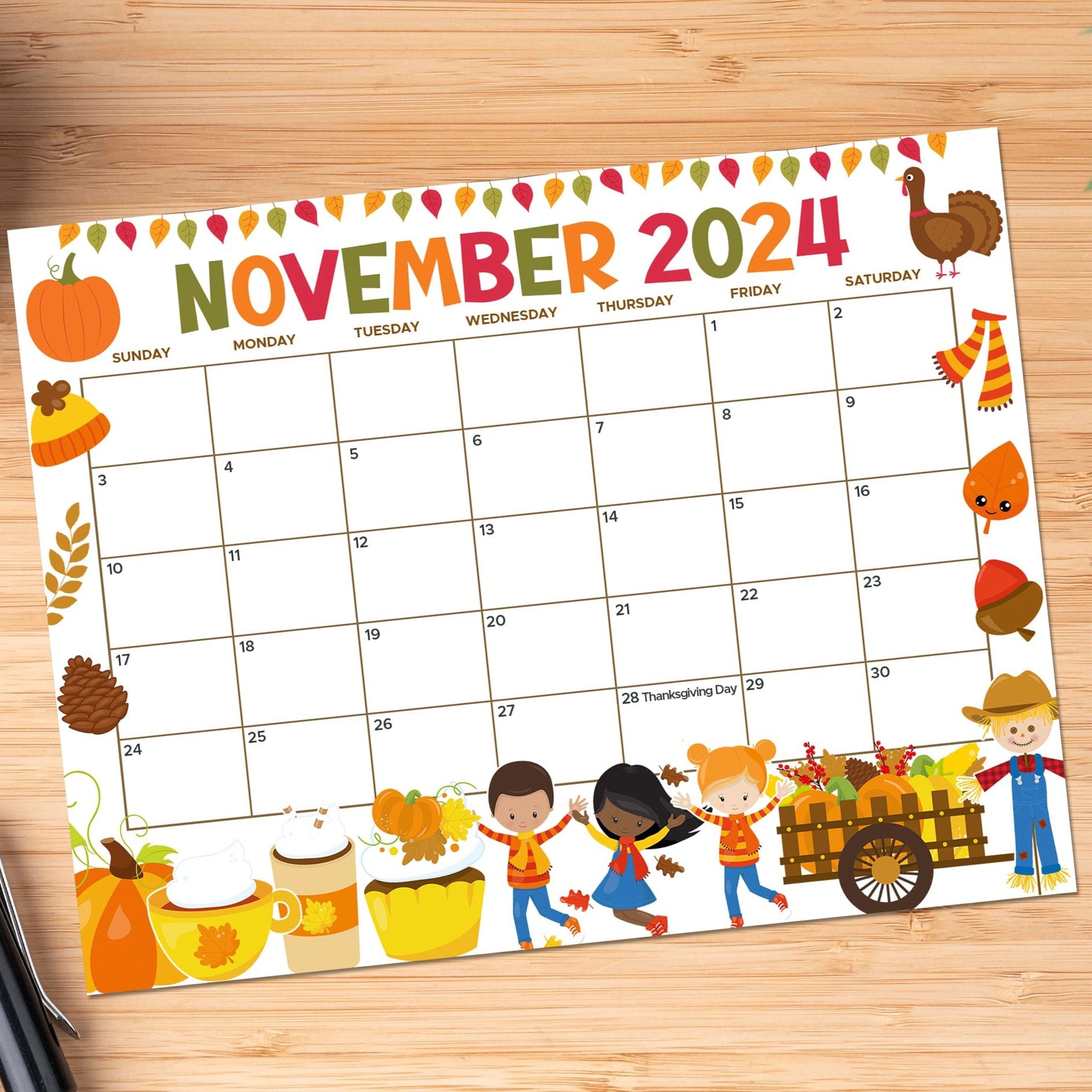 Fall Themed Calendar November Edition - Posh Park