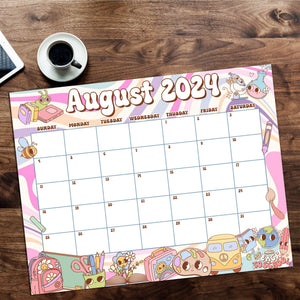PDF Retro Vibe Back To School August 2024 Calendar | Printable Classic ...