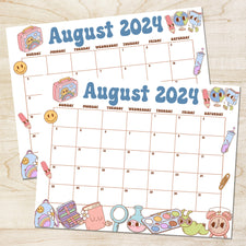 PDF Back To School Retro Vibe August 2024 Calendar | Printable Classic ...