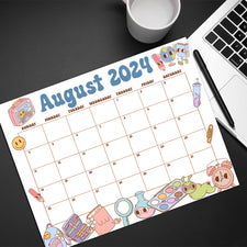 PDF Back To School Retro Vibe August 2024 Calendar | Printable Classic ...