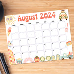 PDF Cute Retro Summer Vibe Theme August 2024 Calendar | Printable Vint ...