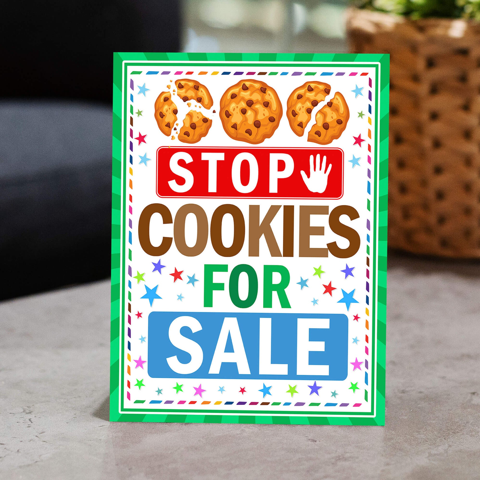 Printable Cookies For Sale Booth Sign | Stop Cookies Sale Booth Poster ...