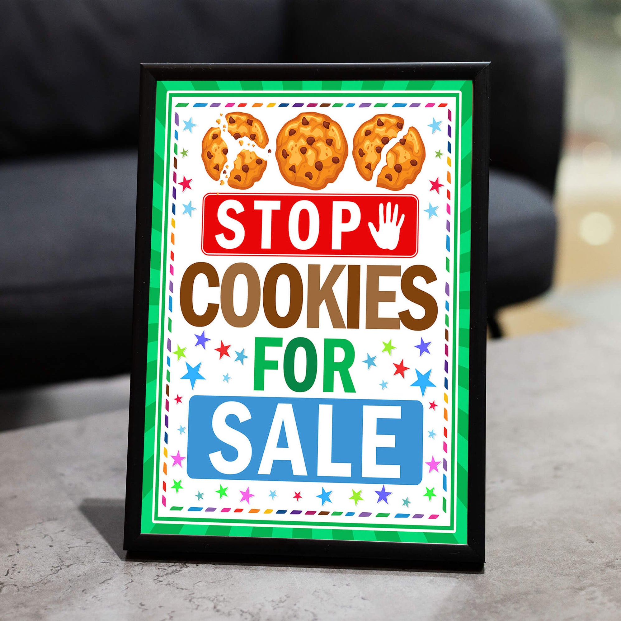 Printable Cookies For Sale Booth Sign | Stop Cookies Sale Booth Poster ...
