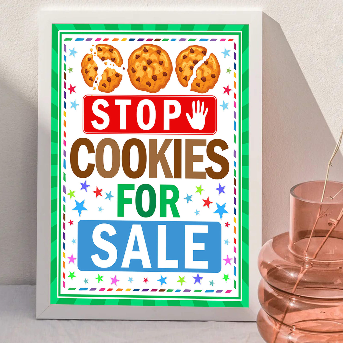 Printable Cookies For Sale Booth Sign | Stop Cookies Sale Booth Poster ...