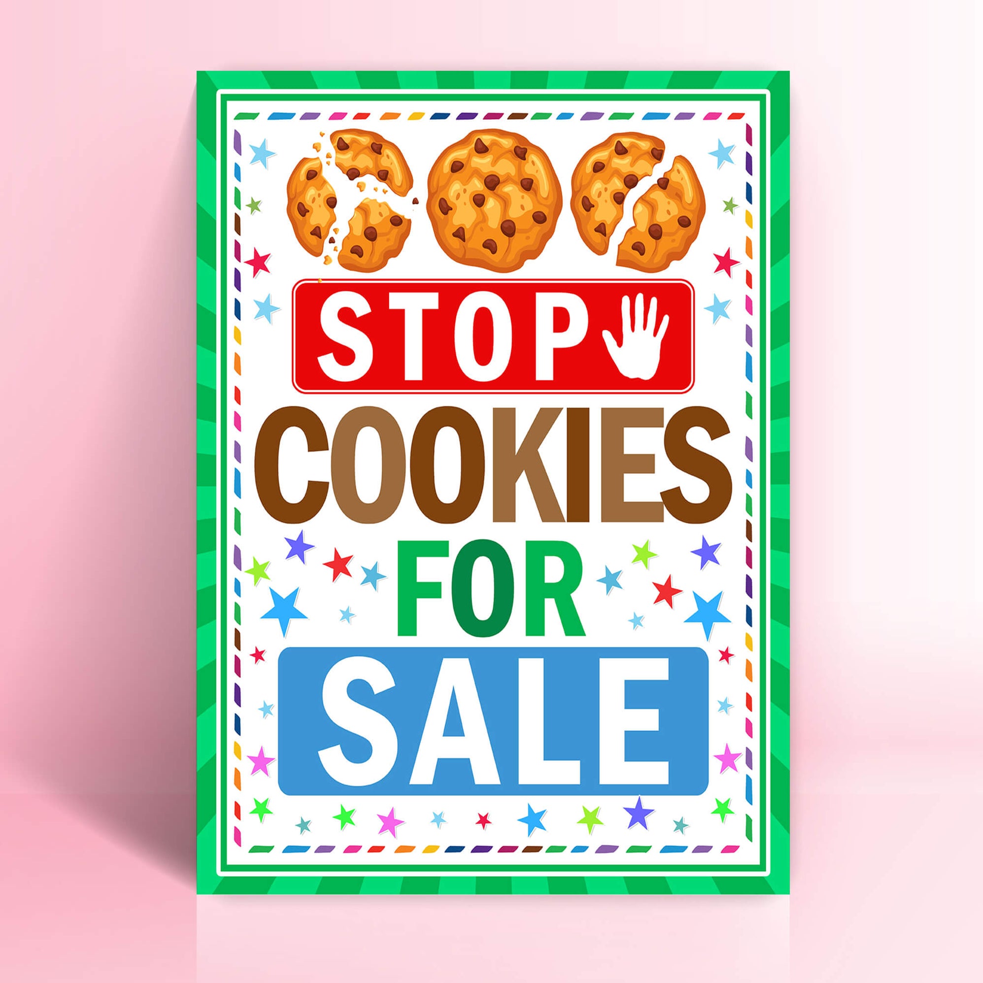 Printable Cookies For Sale Booth Sign | Stop Cookies Sale Booth Poster ...