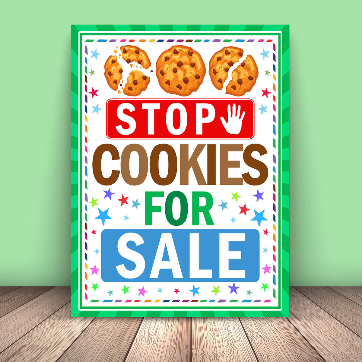 Printable Cookies For Sale Booth Sign | Stop Cookies Sale Booth Poster ...