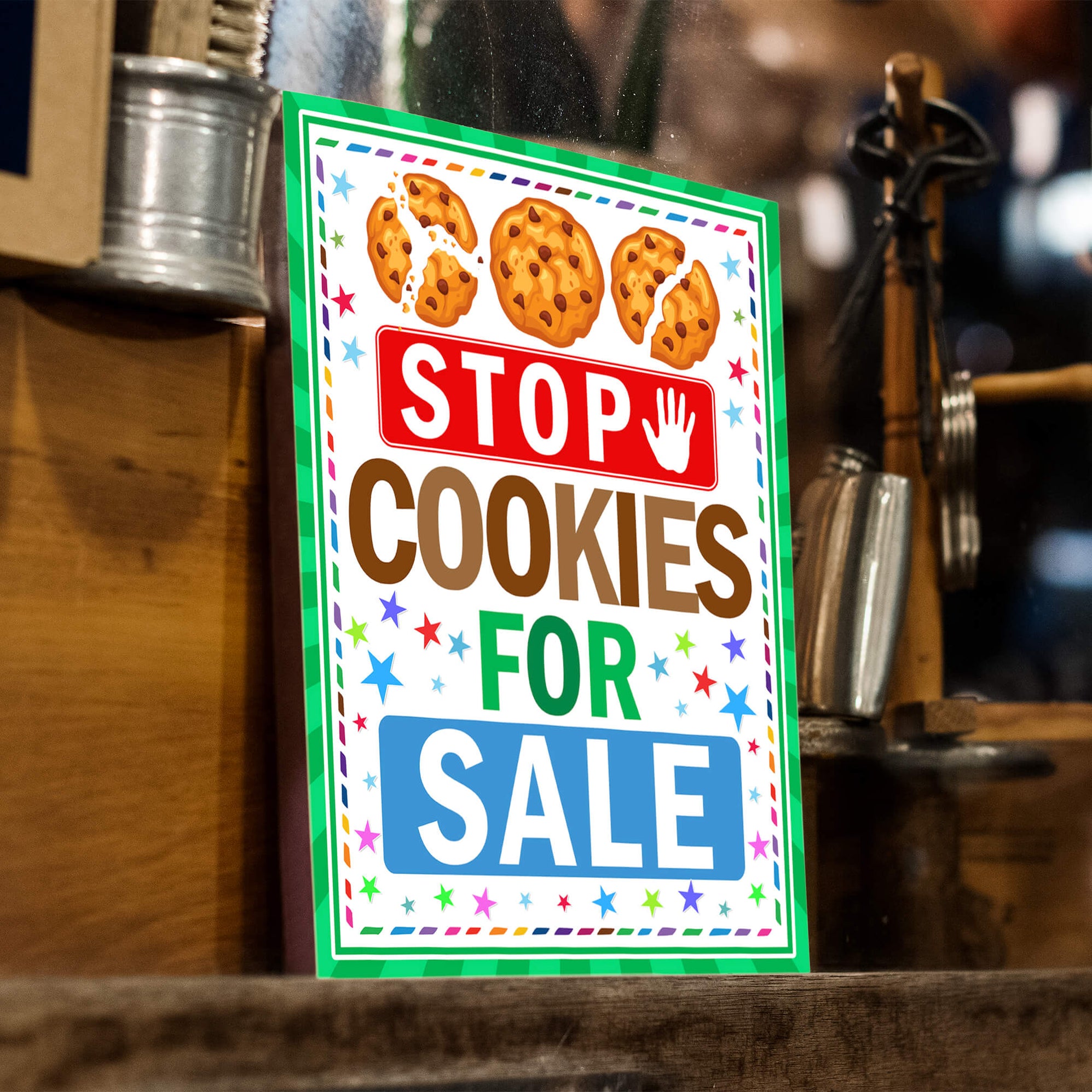 Printable Cookies For Sale Booth Sign | Stop Cookies Sale Booth Poster ...
