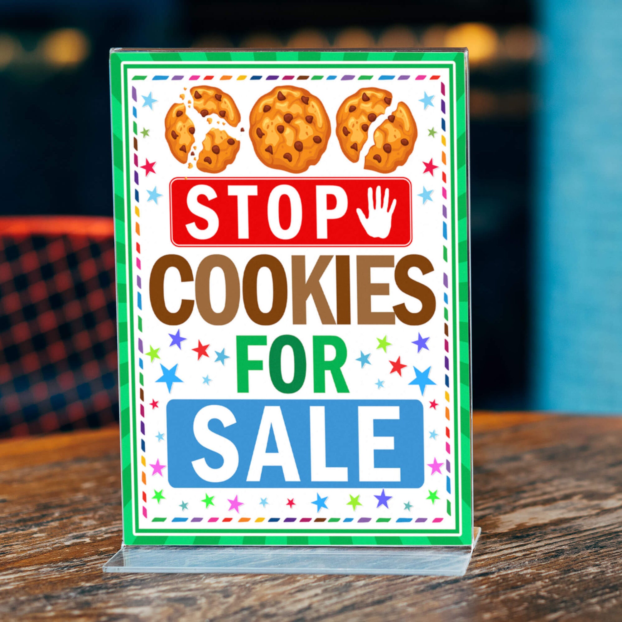 Printable Cookies For Sale Booth Sign | Stop Cookies Sale Booth Poster ...
