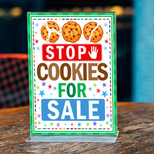 Printable Cookies For Sale Booth Sign | Stop Cookies Sale Booth Poster ...