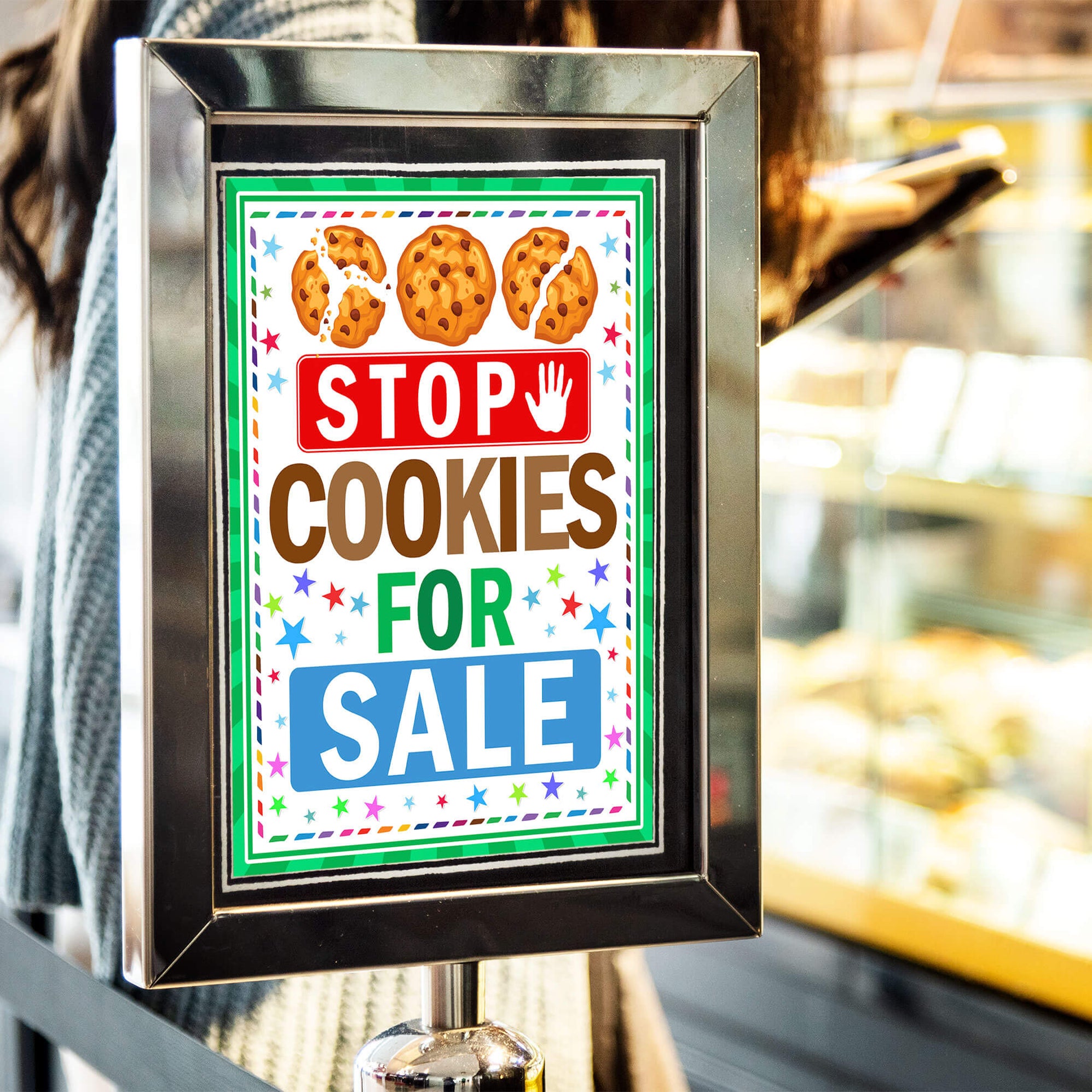 Printable Cookies For Sale Booth Sign | Stop Cookies Sale Booth Poster ...