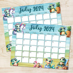 PDF Underwater Sea Turtle July 2024 Calendar | Printable Summer Vibe ...