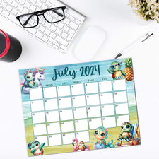 PDF Underwater Sea Turtle July 2024 Calendar | Printable Summer Vibe ...