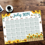 PDF Sunflower Summertime July 2024 Calendar | Printable Floral Themed ...