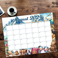 PDF August 2024 Journey Themed Calendar | Printable Travel Dream Themed ...