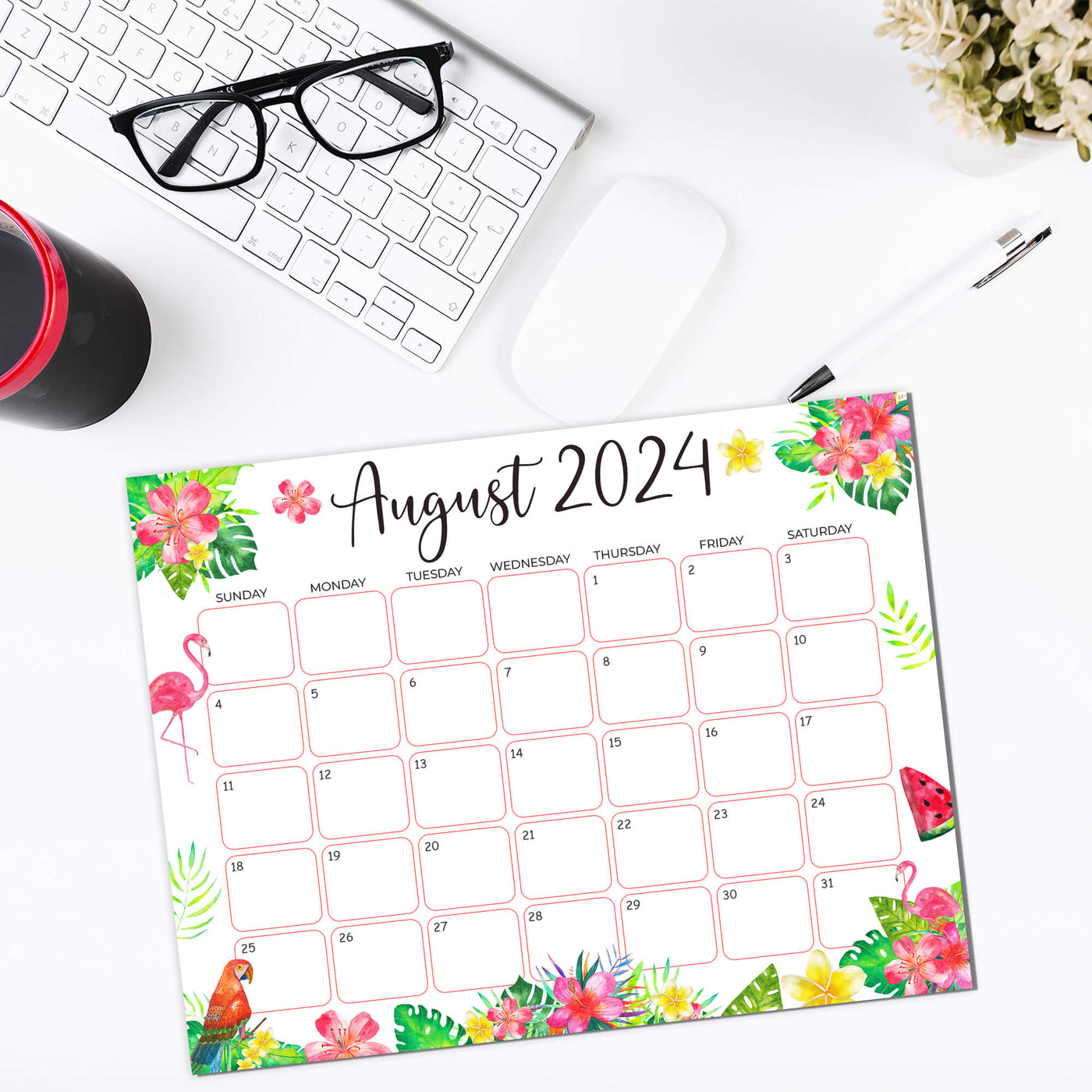 PDF August 2024 Tropical Themed Calendar | Printable Tropical Escape ...