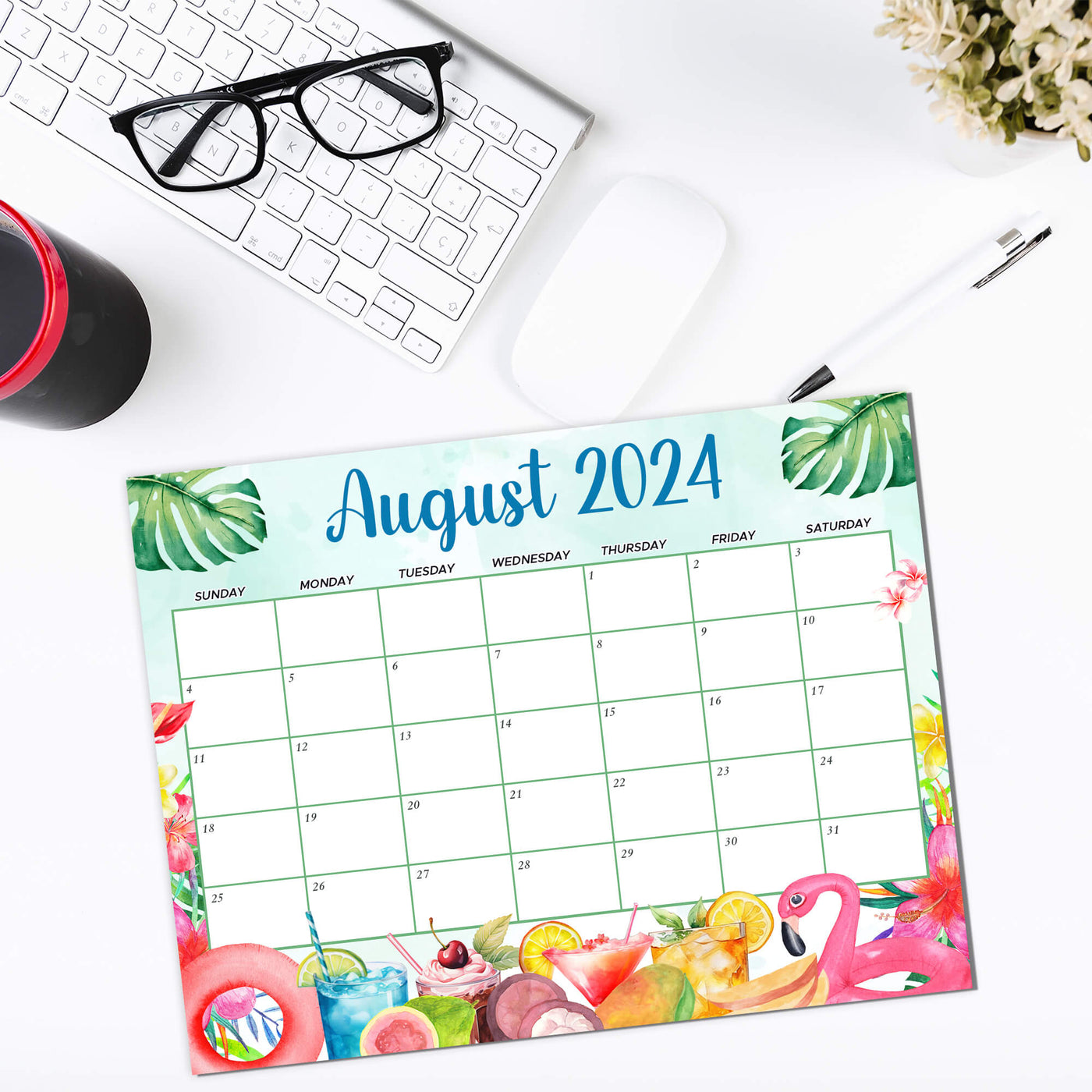 PDF August 2024 Island Getaway Themed Calendar | Printable Tropical ...