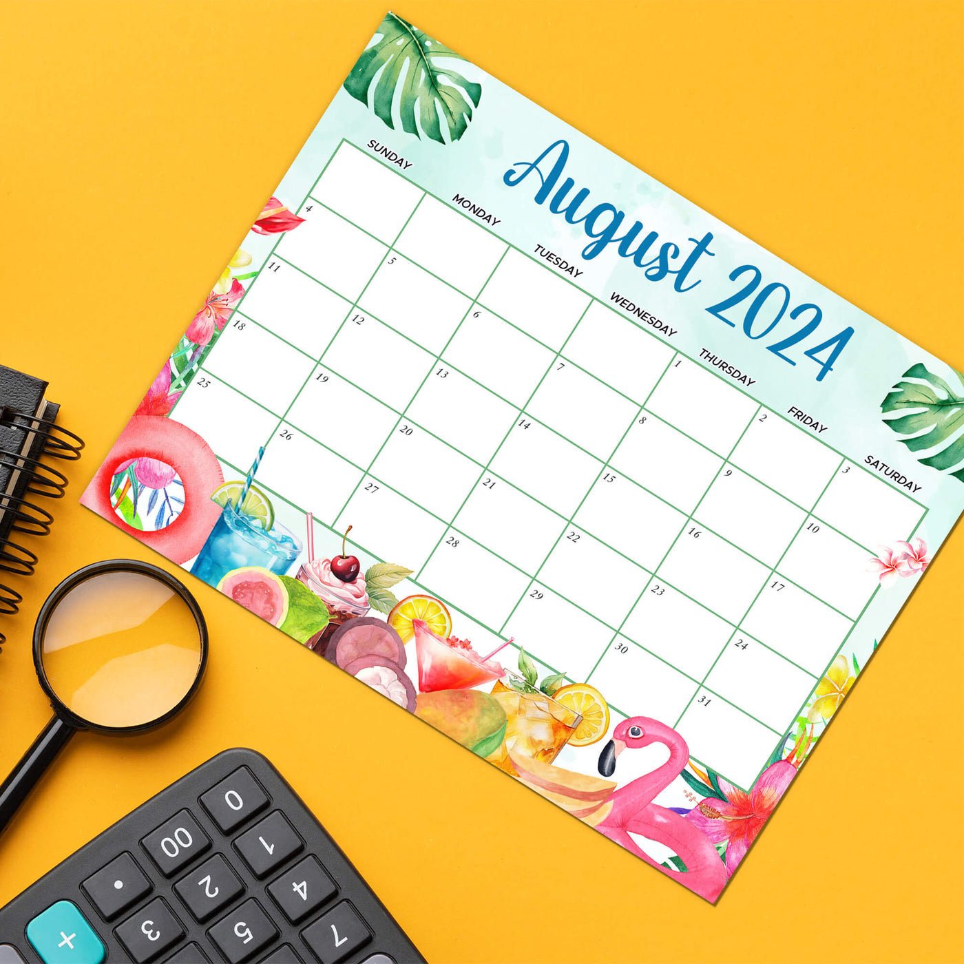 PDF August 2024 Island Getaway Themed Calendar | Printable Tropical ...