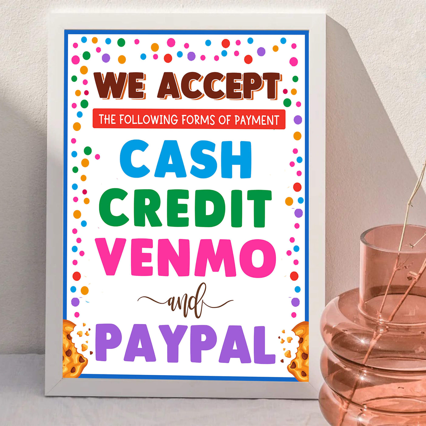 Printable We Accept Payments Cash, Credit, Venmo and Paypal Sign | PDF ...