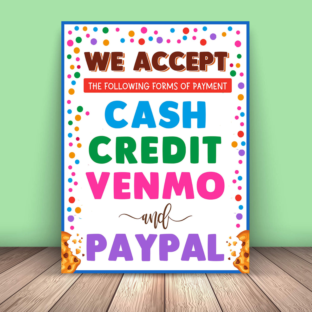 Printable We Accept Payments Cash, Credit, Venmo and Paypal Sign | PDF ...
