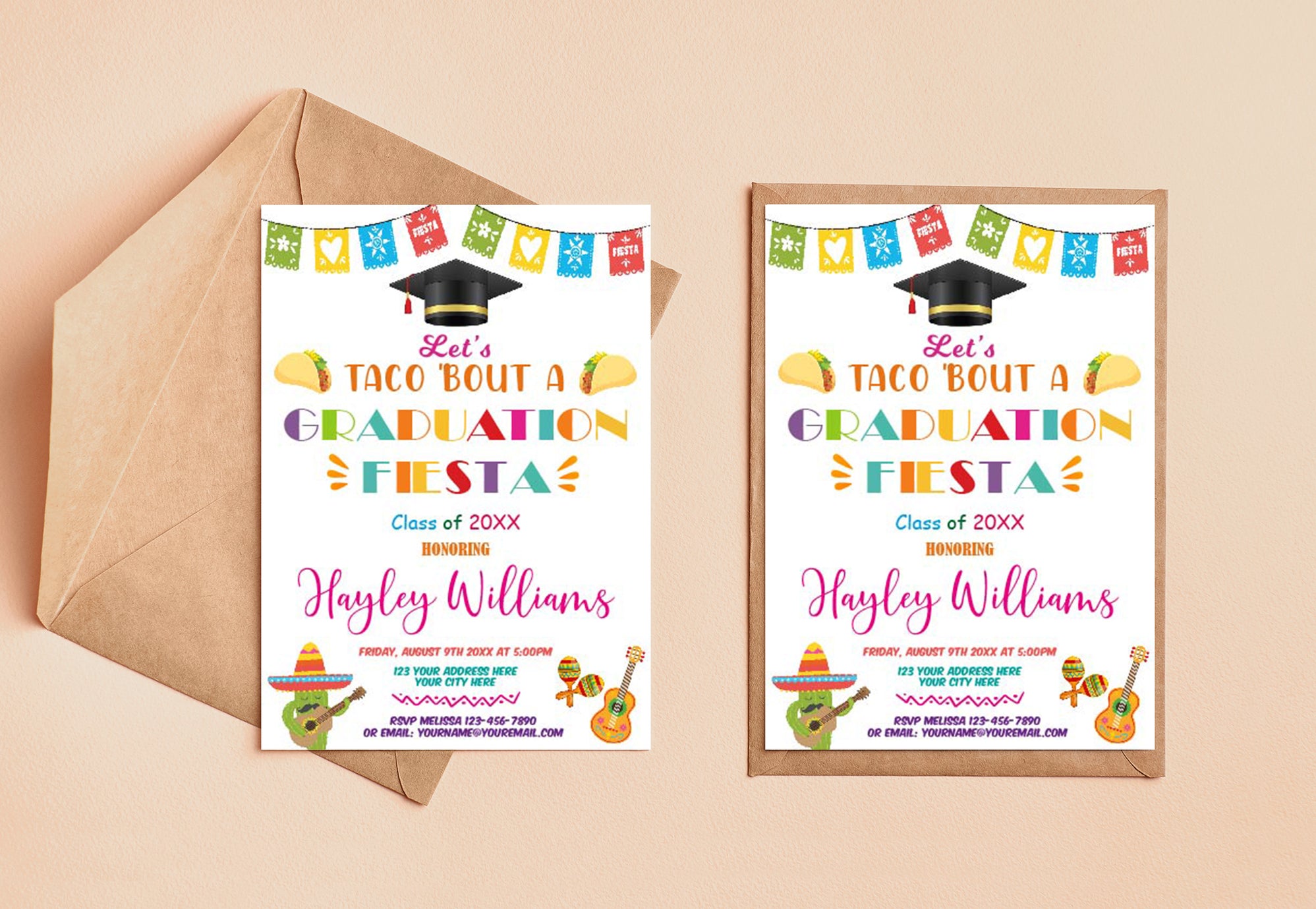 Customizable Taco Bout Graduation Invitation Template | Festival Themed ...