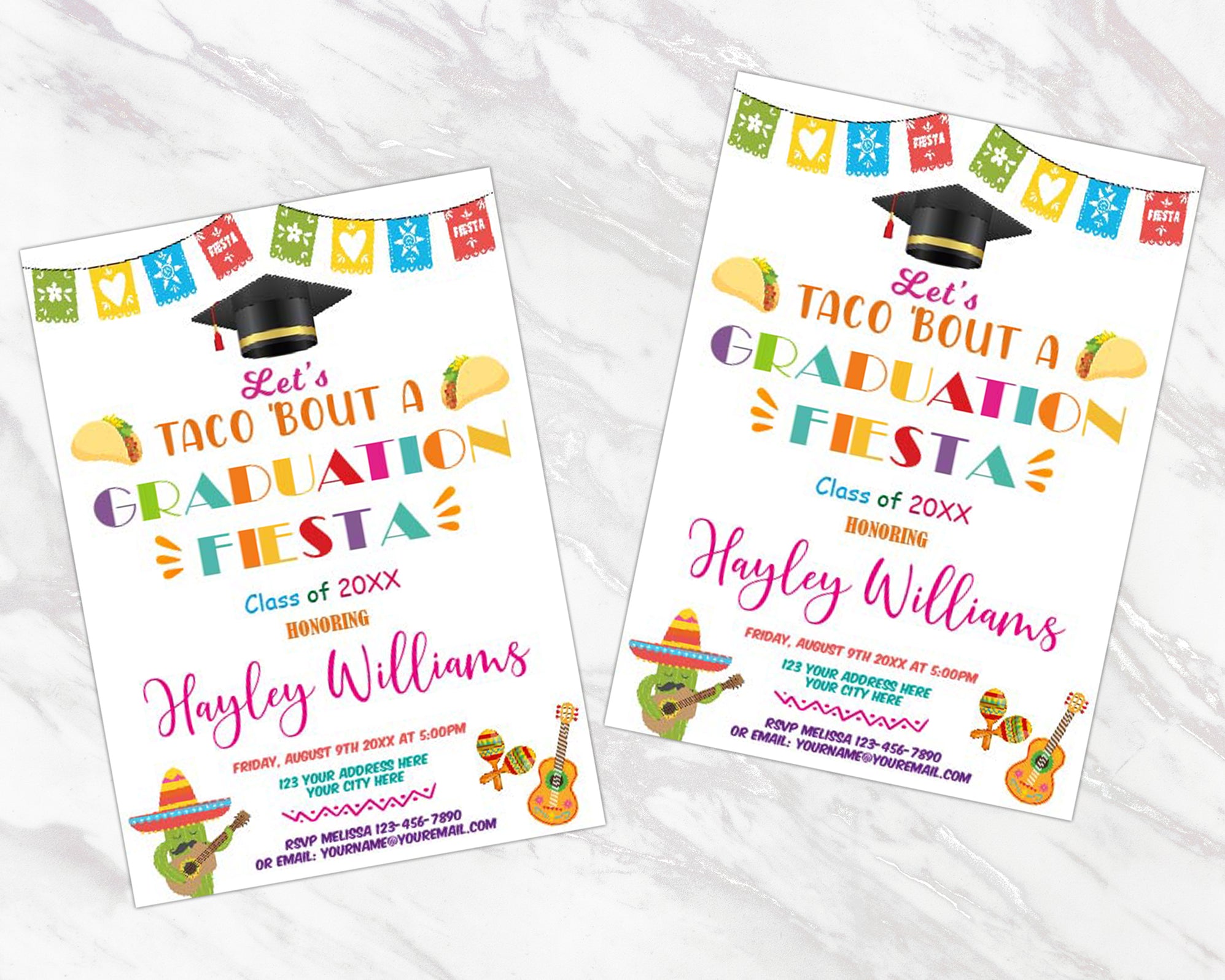 Customizable Taco Bout Graduation Invitation Template | Festival Themed ...