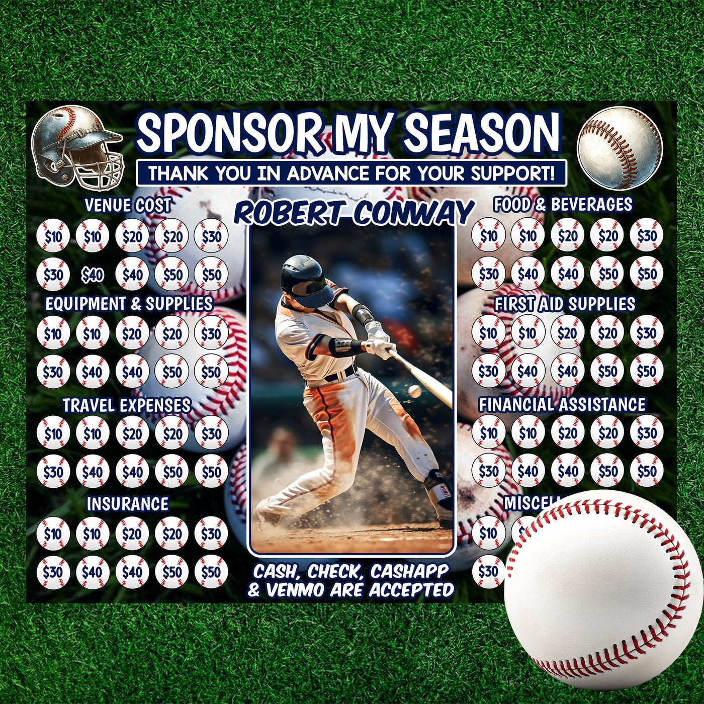 Editable Baseball Pick a Date Donation Calendar Template - Posh Park