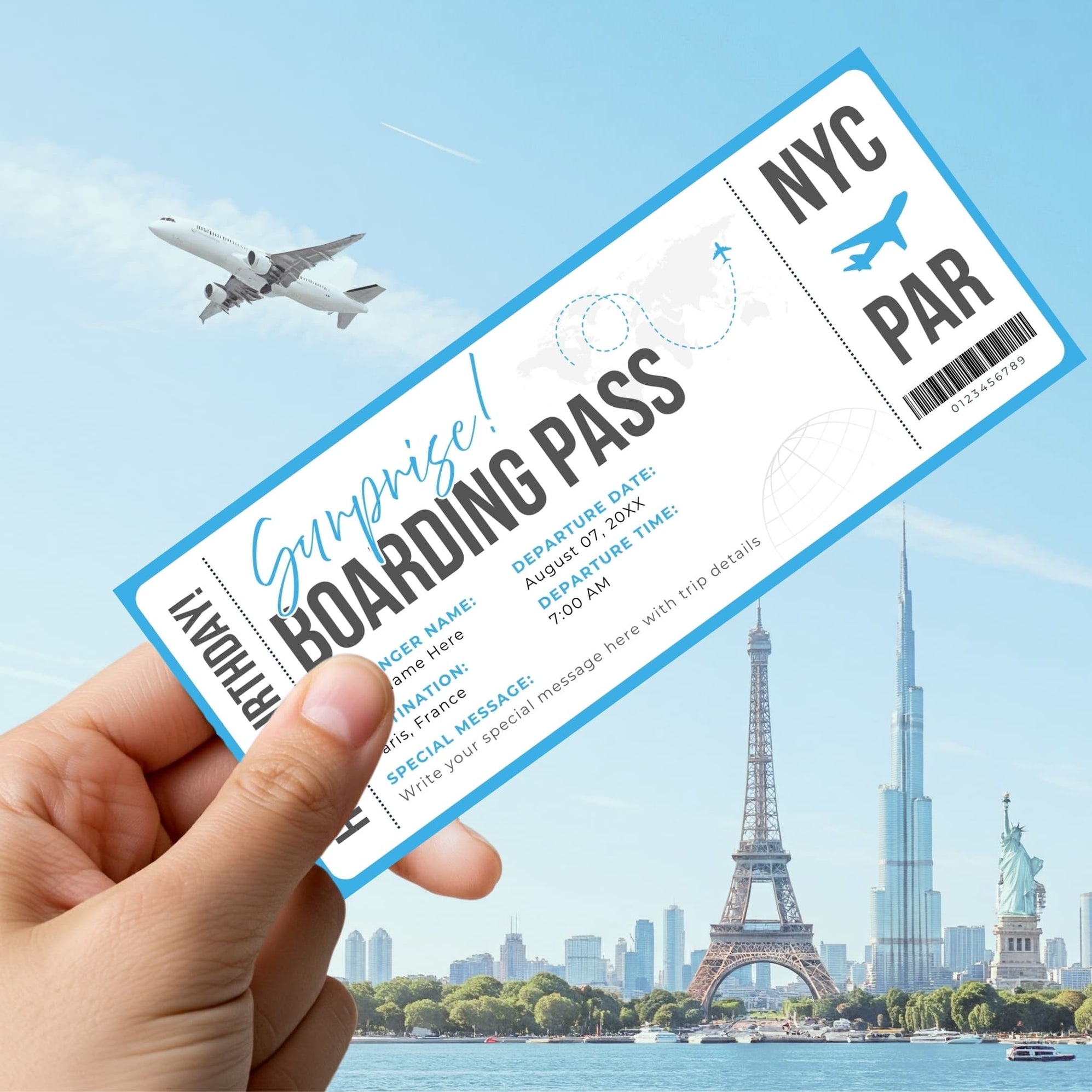 DIY Boarding Pass Ticket Template | Surprise Trip Airplane Ticket Gift ...