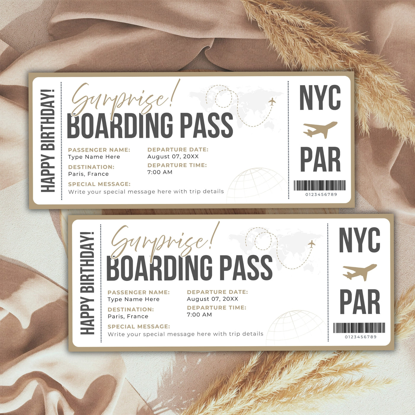 Customization Surprise Trip Gift | Airline Themed Boarding Pass Travel ...