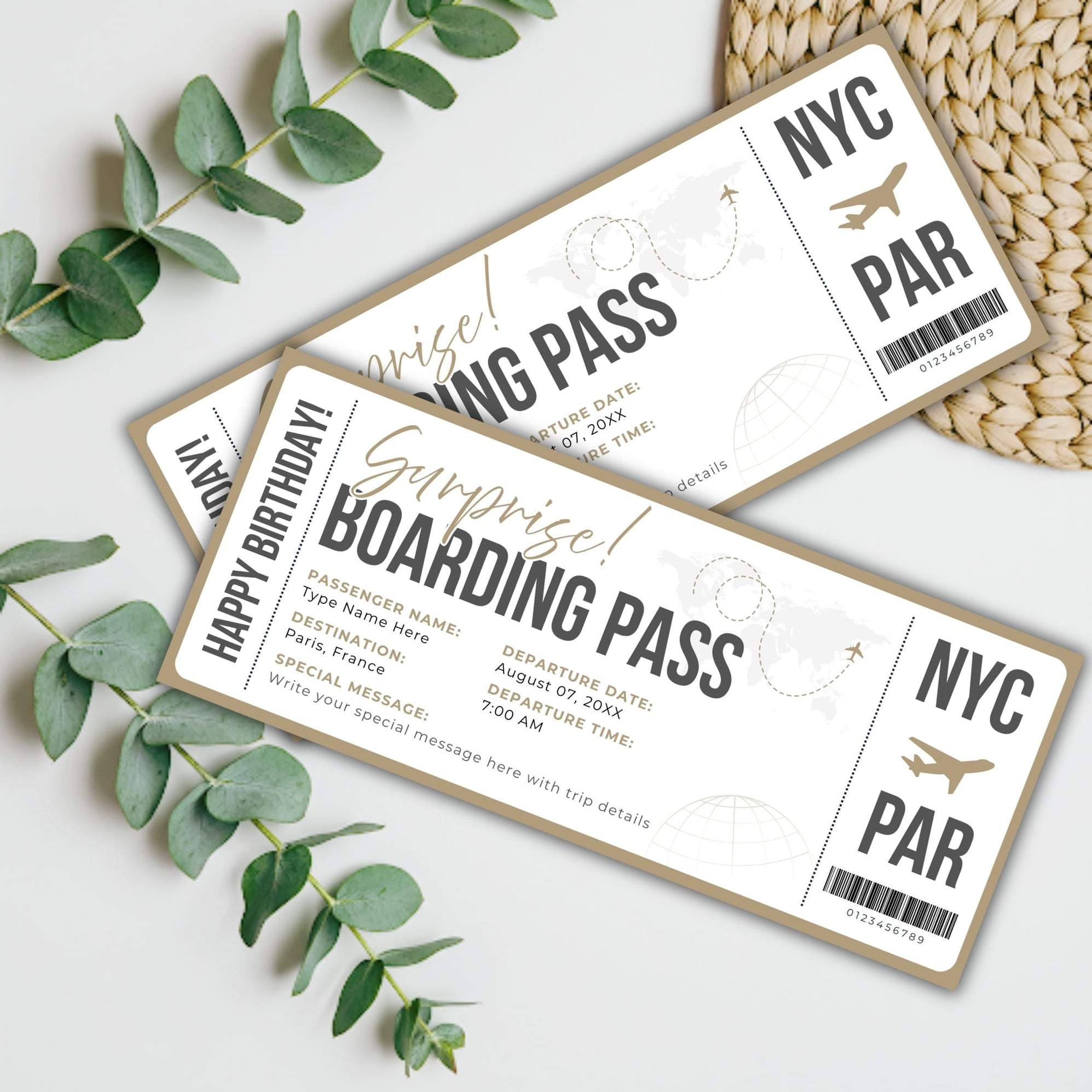 Customization Surprise Trip Gift | Airline Themed Boarding Pass Travel ...