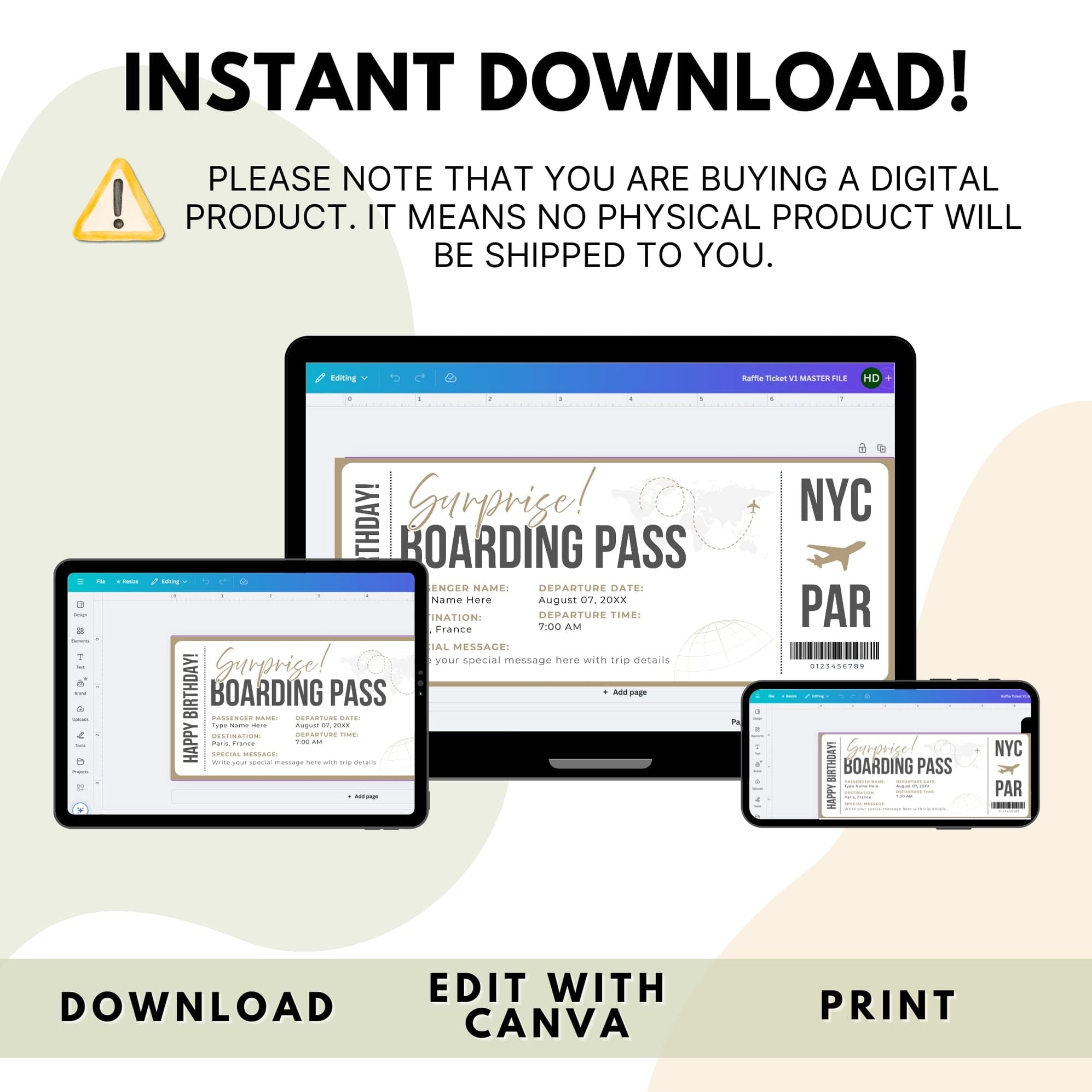 Customization Surprise Trip Gift | Airline Themed Boarding Pass Travel ...