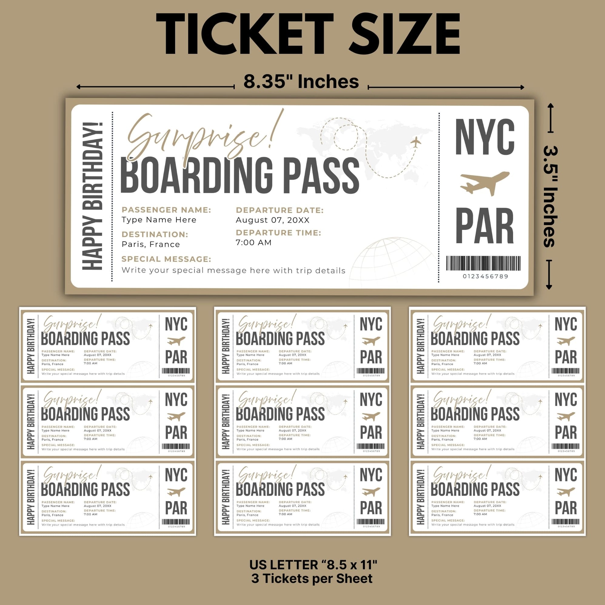 Customization Surprise Trip Gift | Airline Themed Boarding Pass Travel ...
