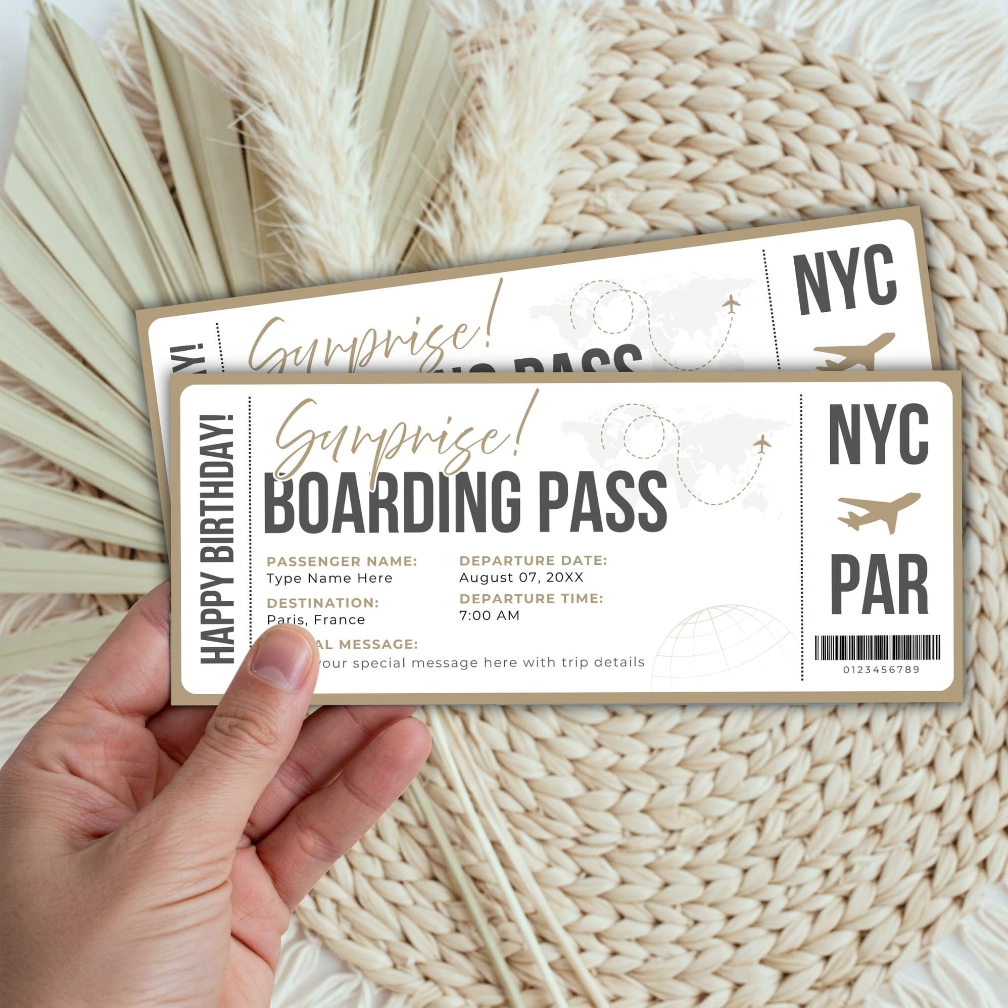 Customization Surprise Trip Gift | Airline Themed Boarding Pass Travel ...
