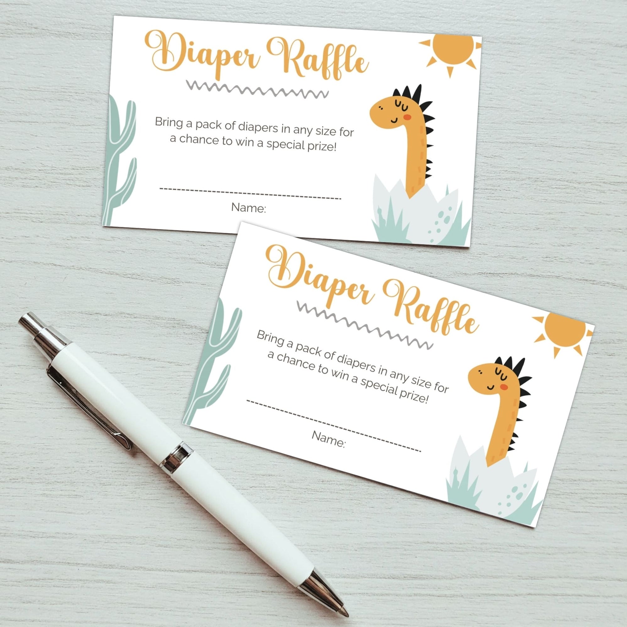 Customizable Dinosaur Diaper Raffle Ticket Template | Boho Baby Shower ...