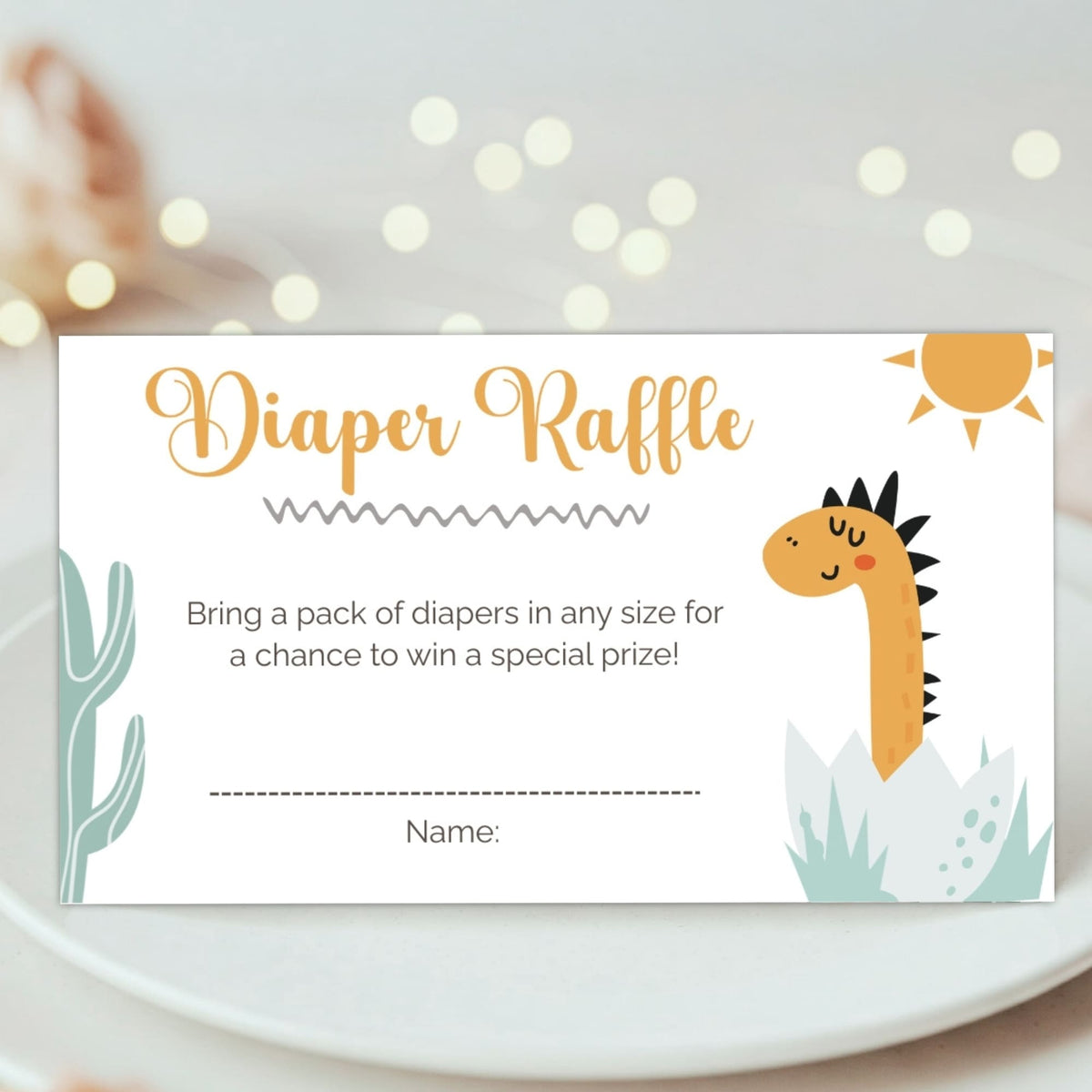Customizable Dinosaur Diaper Raffle Ticket Template | Boho Baby Shower Diaper Raffle Card - Posh ...