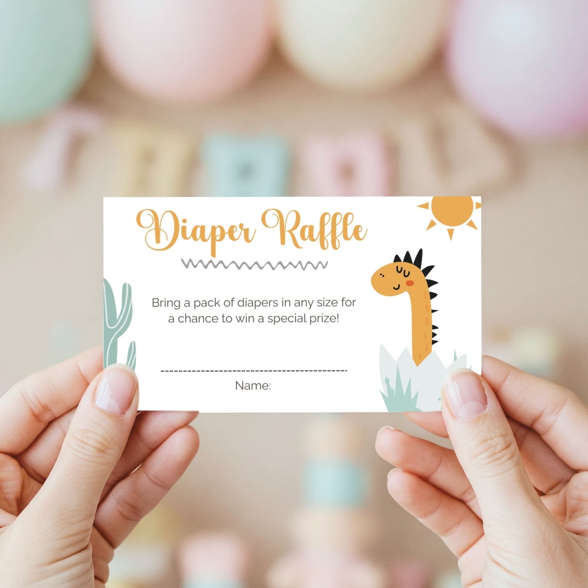 Customizable Dinosaur Diaper Raffle Ticket Template | Boho Baby Shower ...