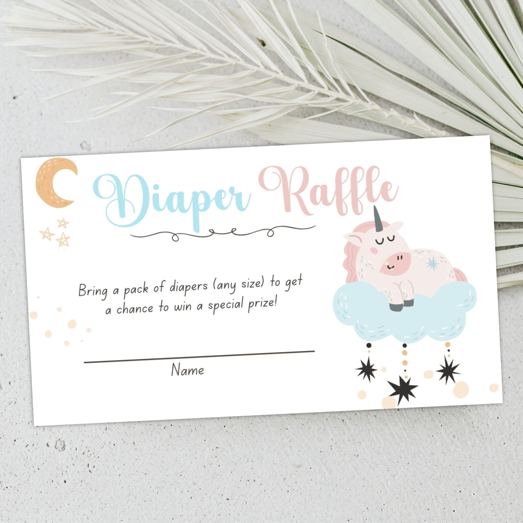 Customizable Unicorn Diaper Raffle Ticket | Unicorn Boho Theme Baby ...