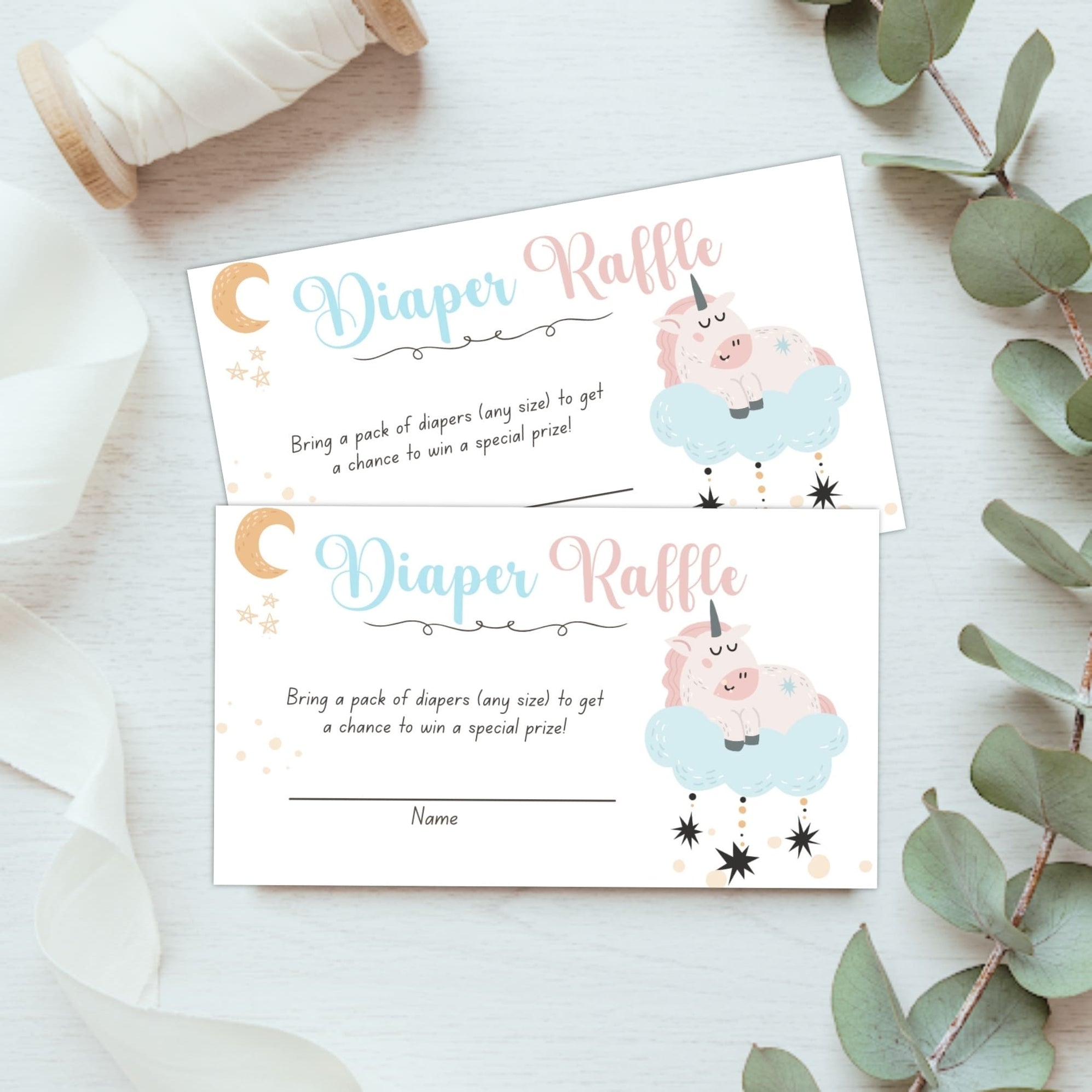 Customizable Unicorn Diaper Raffle Ticket | Unicorn Boho Theme Baby ...