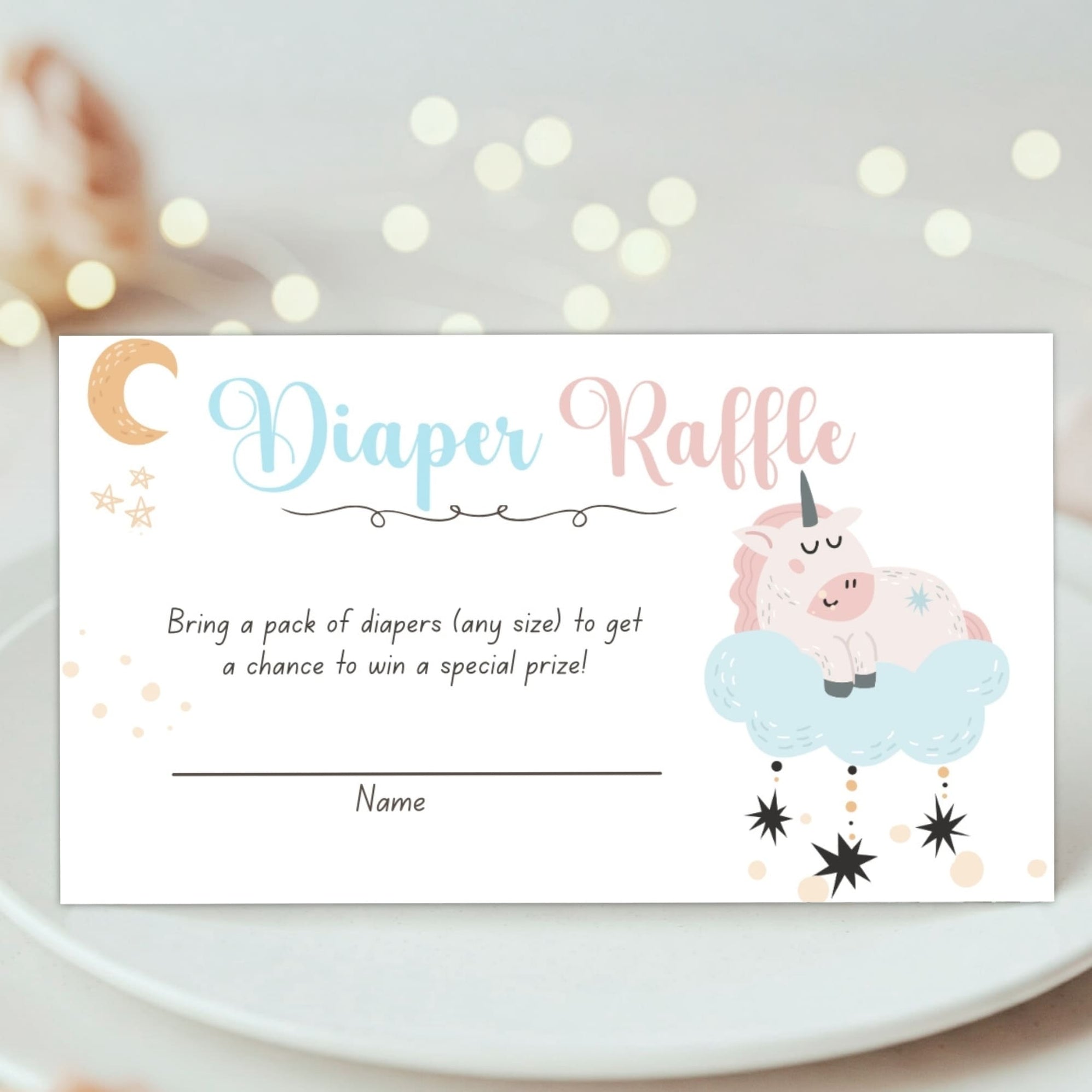 Customizable Unicorn Diaper Raffle Ticket | Unicorn Boho Theme Baby ...