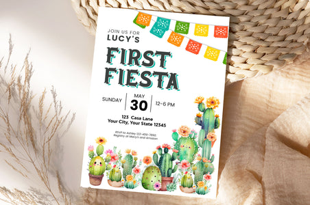 Customizable First Fiesta Invitation | Fiesta Themed Invite Template ...