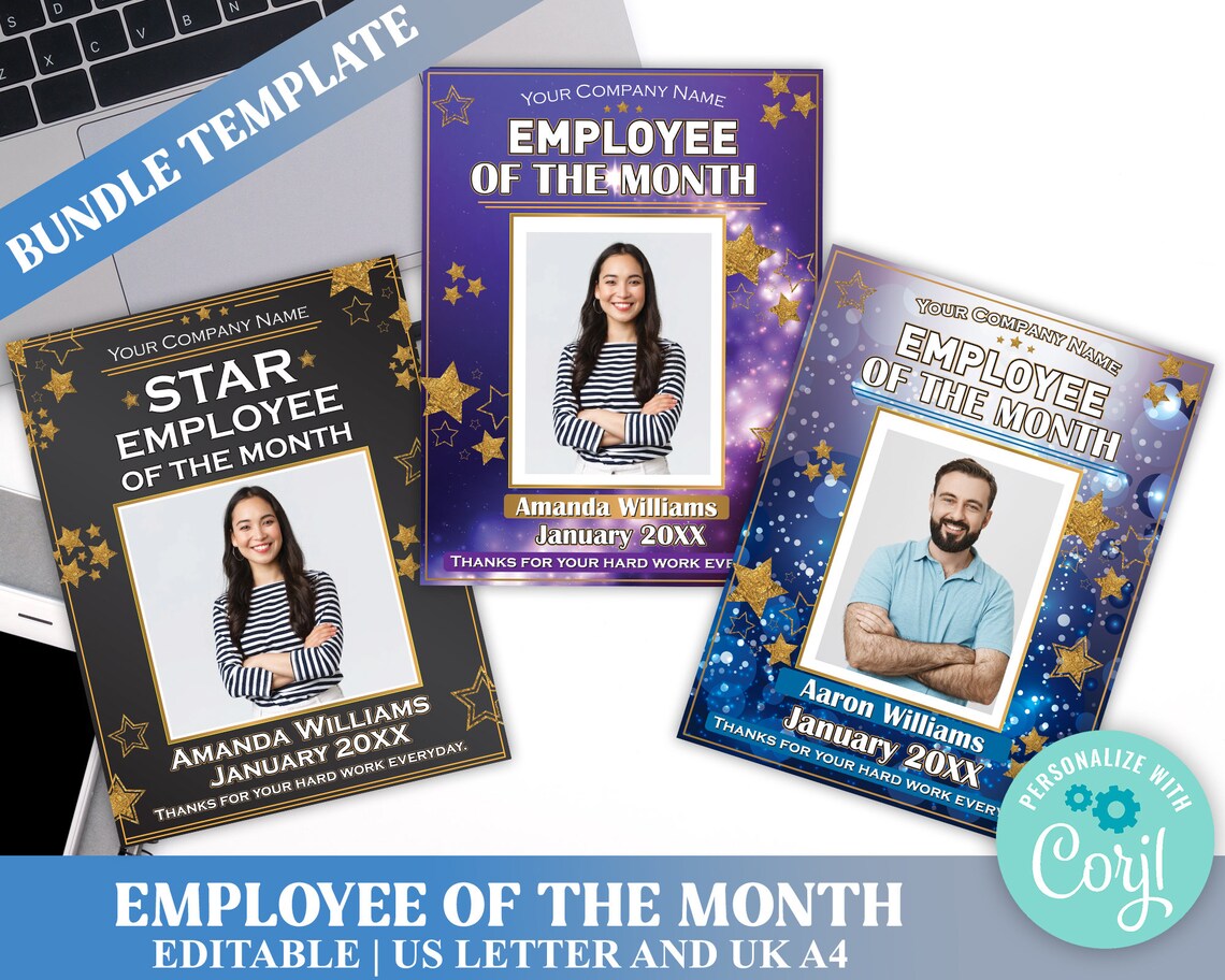 DIY Star Employee of the Month Template Bundle | Set of 3 Employee ...