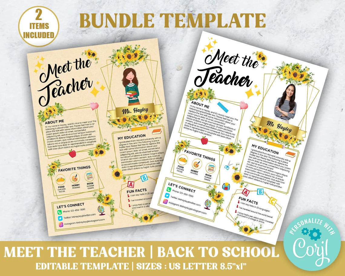 Customizable Meet The Teacher Template Sunflowers Flyer Bundle | Set of ...