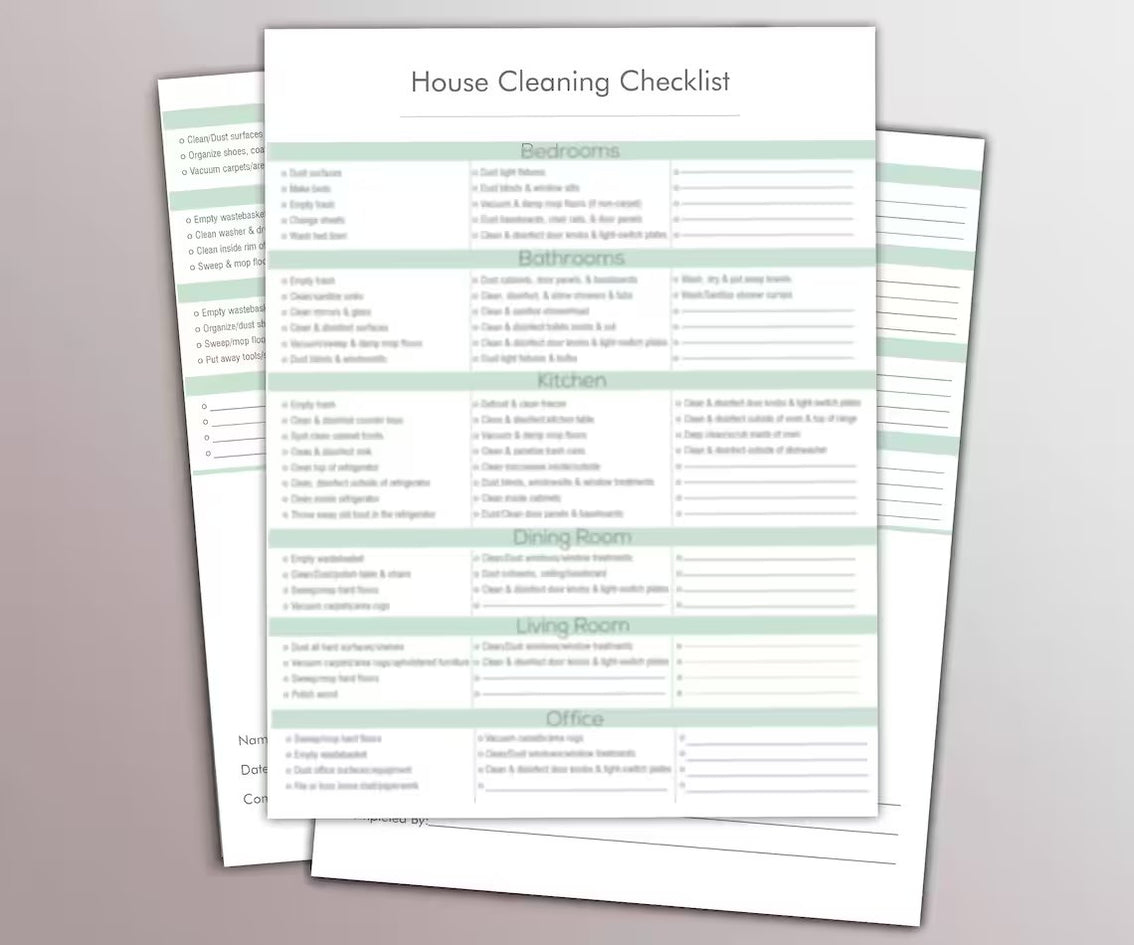 Printable Room by Room Home Cleaning Checklist | Housekeeping Weekly ...