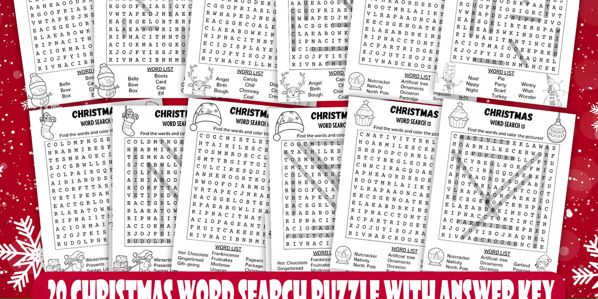 PDF 20 Christmas Word Search Puzzle For Kid, Printable Fun Christmas P ...