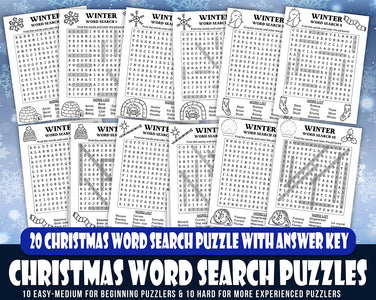 20 PDF Winter Word Search Puzzle For Kid, Printable Fun Winter Party G ...