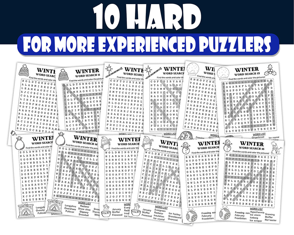 20 PDF Winter Word Search Puzzle For Kid, Printable Fun Winter Party G ...