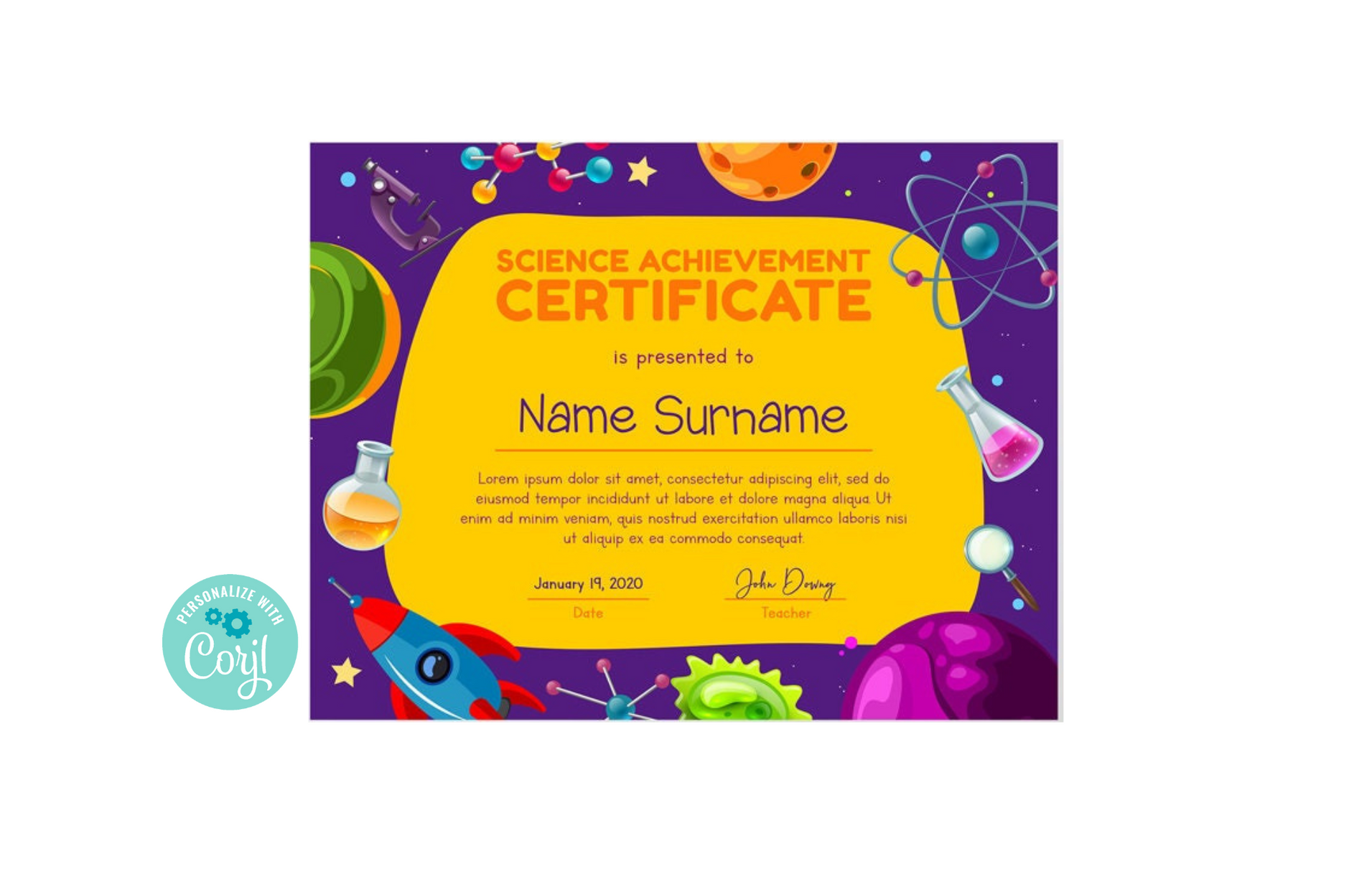 Editable School Science Certificate Template |Science Fair Certificate ...