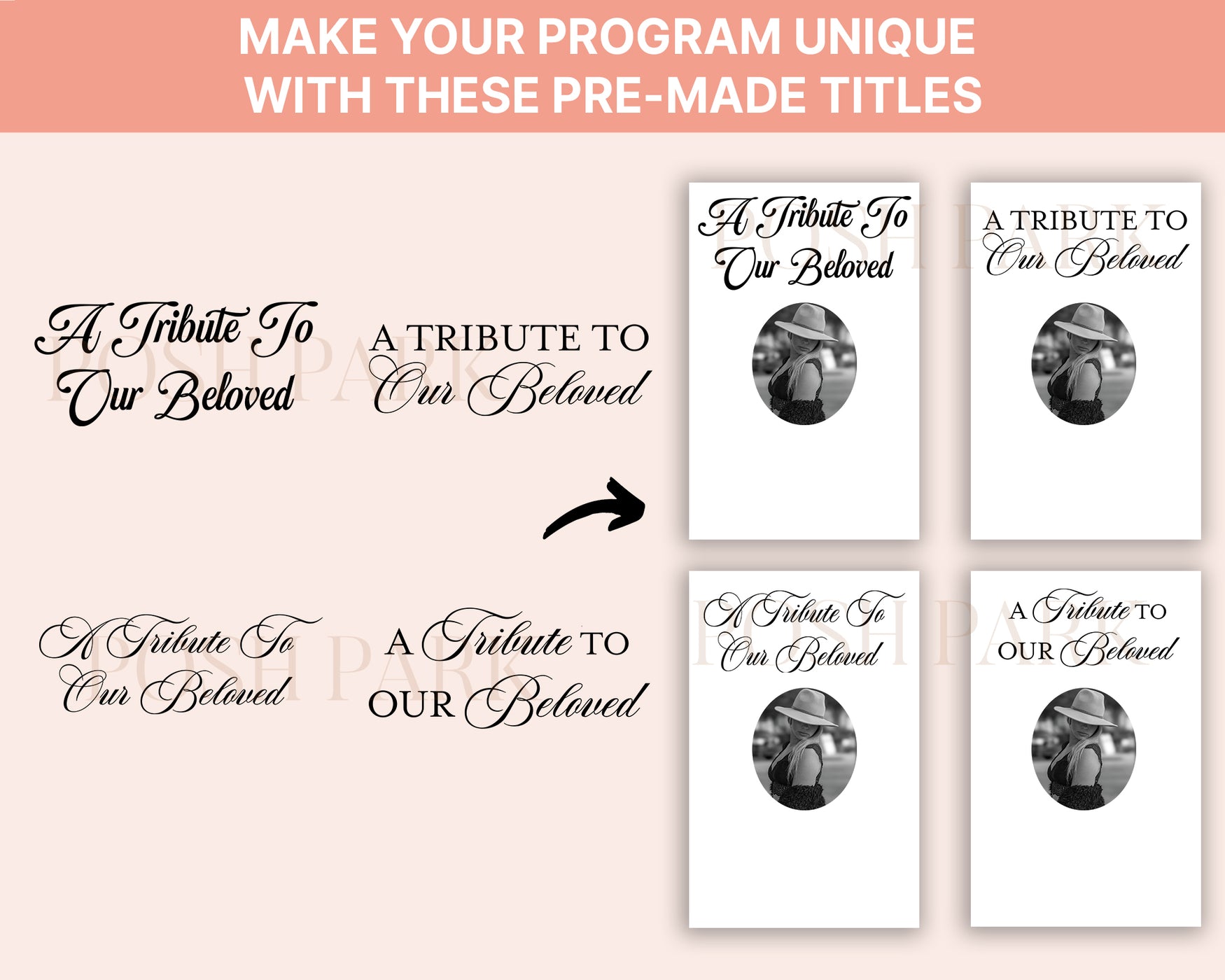 Set of 4 A Tribute To Our Beloved Funeral Word Art Title | Transparent ...