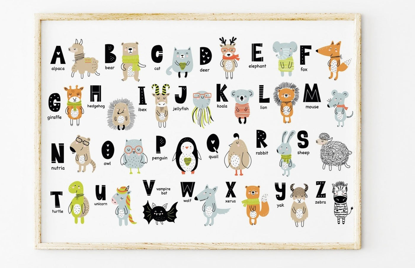 FREE Cute Animal ABC Alphabet Poster | Printable Hand Drawn Classroom ...